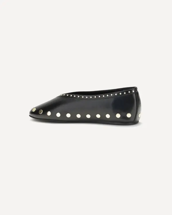GANNI Jenny Ballerinas With Gold-tone Studs
