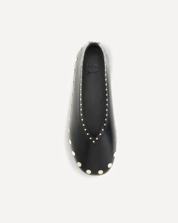 GANNI Jenny Ballerinas With Gold-tone Studs
