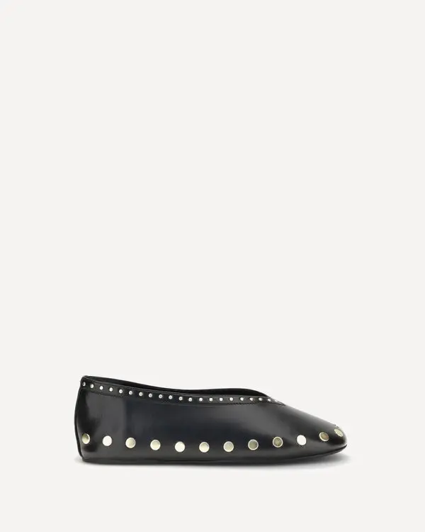GANNI Jenny Ballerinas With Gold-tone Studs - Black