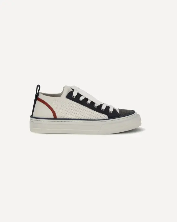 Brunello Cucinelli Cotton Knit And Suede Sneakers With Monili Detail - Multicolour