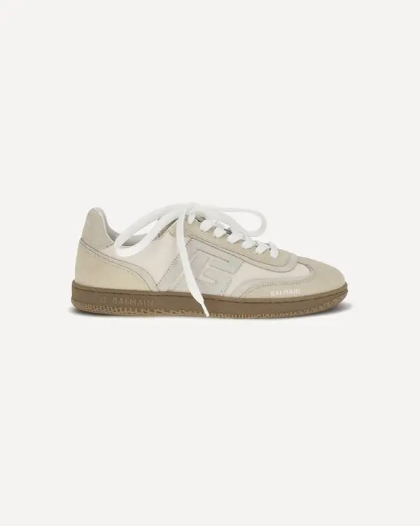 Balmain Swan Sneakers In Deerskin Leather - Cream