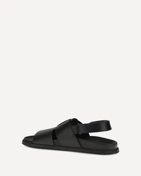 Dolce & Gabbana Leather Open-toe Sandals With Logo Plaque