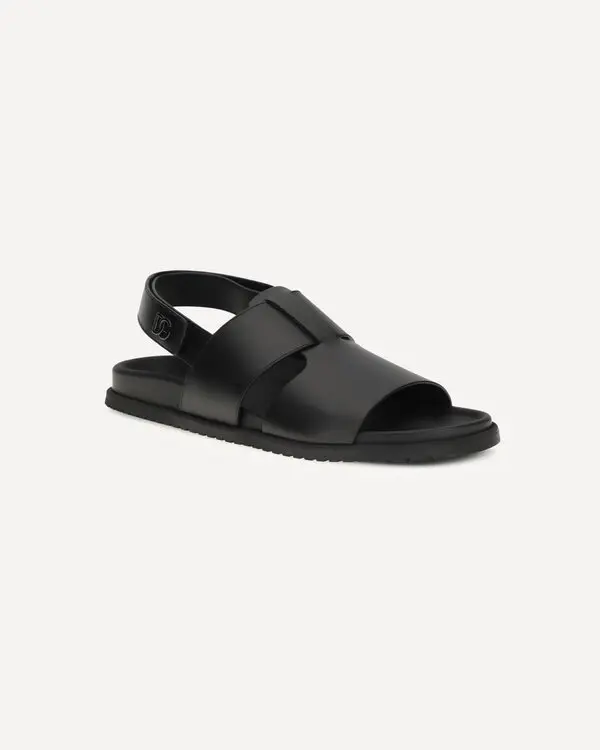 Dolce & Gabbana Leather Open-toe Sandals With Logo Plaque