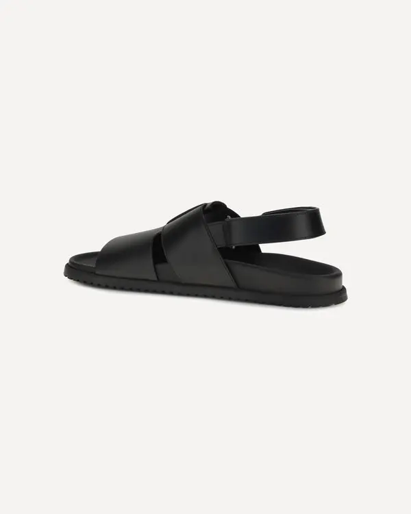 Dolce & Gabbana Leather Open-toe Sandals With Logo Plaque