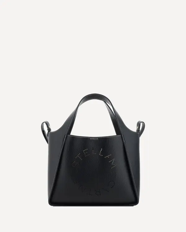 Stella McCartney Faux Leather Shoulder Bag With Monogram Detail - Black