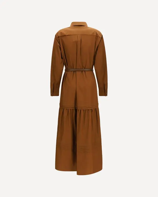 Max Mara Cotton Satin Belted Shirt Dress