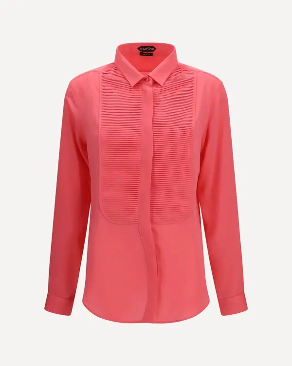 TOM FORD Silk Tuxedo Shirt With Pleated Bib - Pink