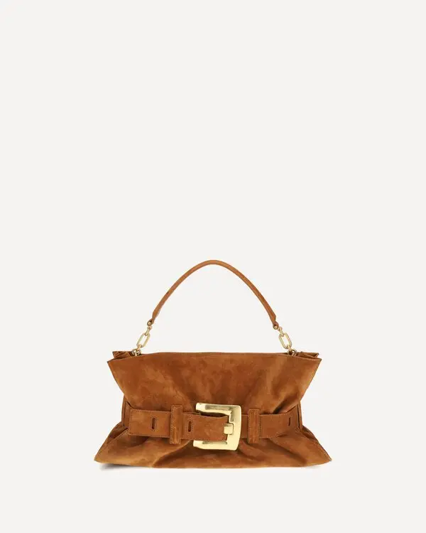 Balmain Suede Calfskin Medium Anthem Bag - Brown