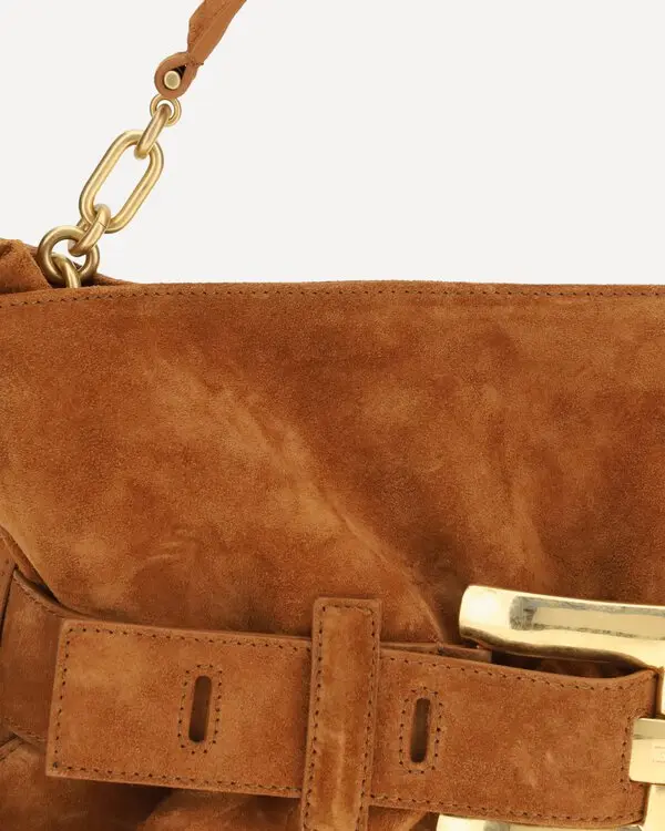 Balmain Suede Calfskin Medium Anthem Bag - Brown