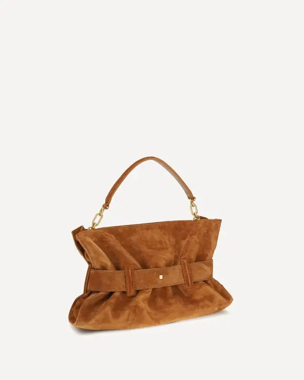 Balmain Suede Calfskin Medium Anthem Bag - Brown
