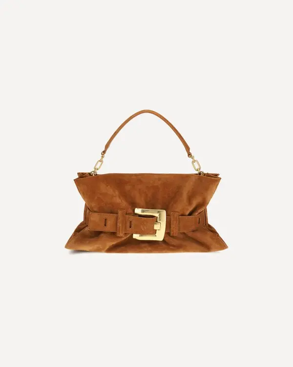 Balmain Suede Calfskin Medium Anthem Bag - Brown