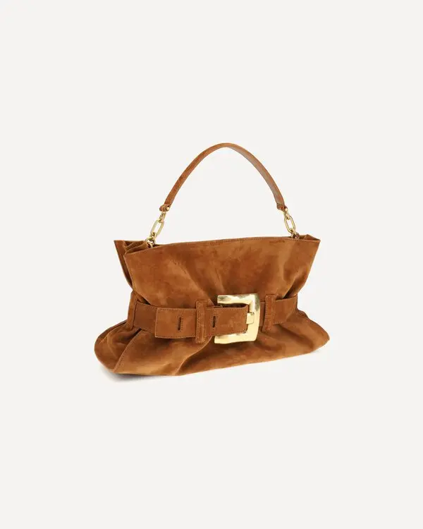 Balmain Suede Calfskin Medium Anthem Bag - Brown