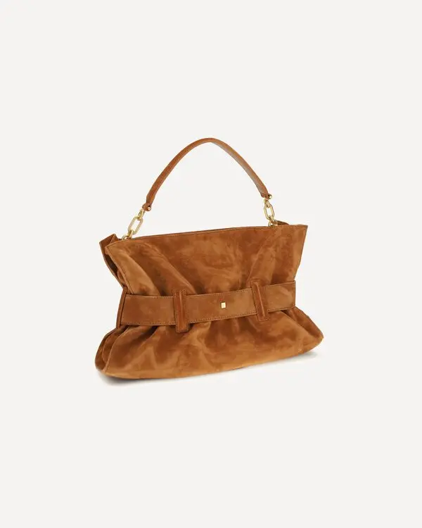 Balmain Suede Calfskin Medium Anthem Bag - Brown