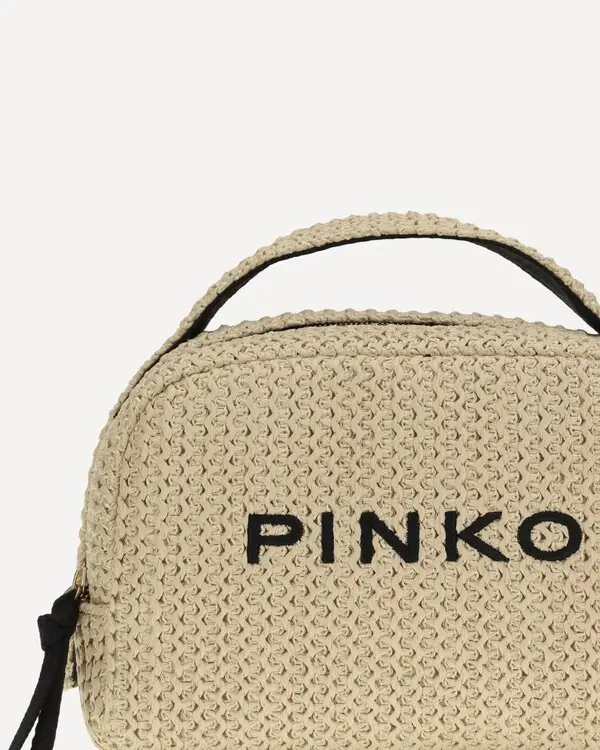 Pinko Raffia Beauty Case With Embroidered Logo