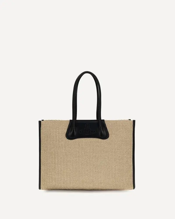VIVIENNE WESTWOOD Troy Raffia Tote Bag - Beige