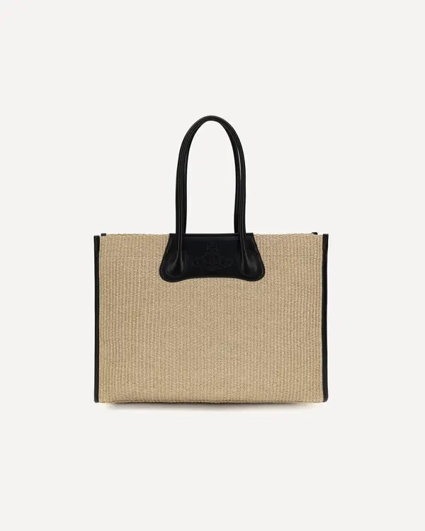 VIVIENNE WESTWOOD Troy Raffia Tote Bag - Beige