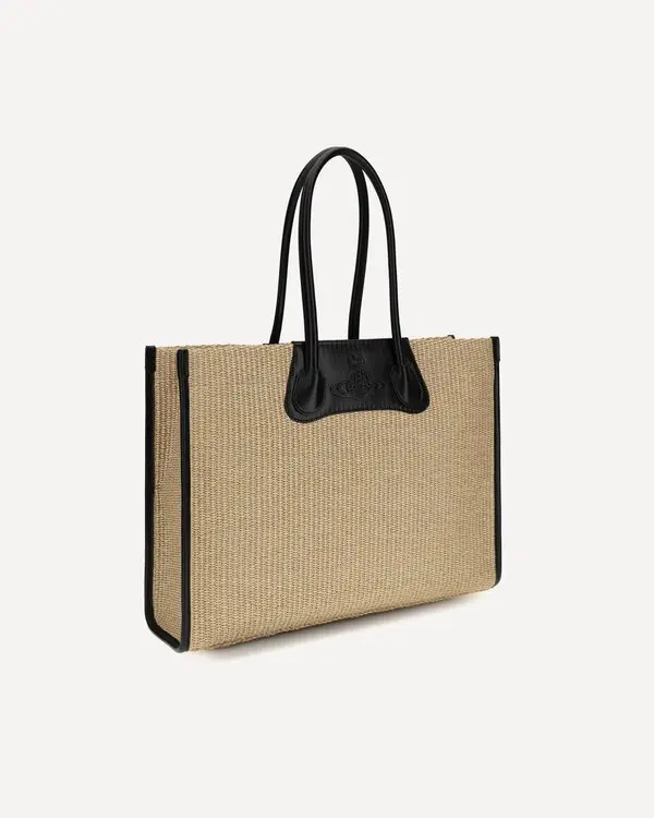 VIVIENNE WESTWOOD Troy Raffia Tote Bag - Beige