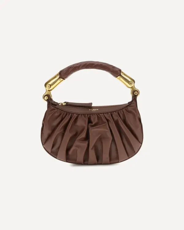 Balmain Bène Mini Bag In Calfskin Leather - Brown