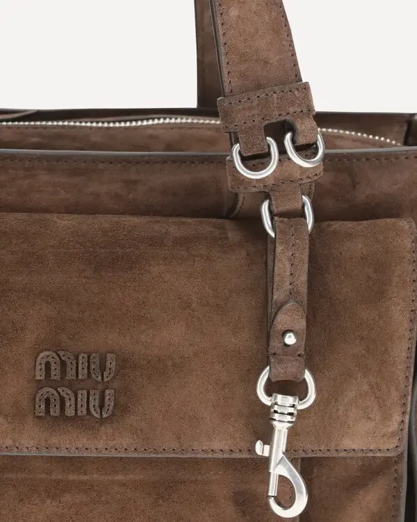 Miu Miu Suede Calfskin Utility Shoulder Bag - Brown