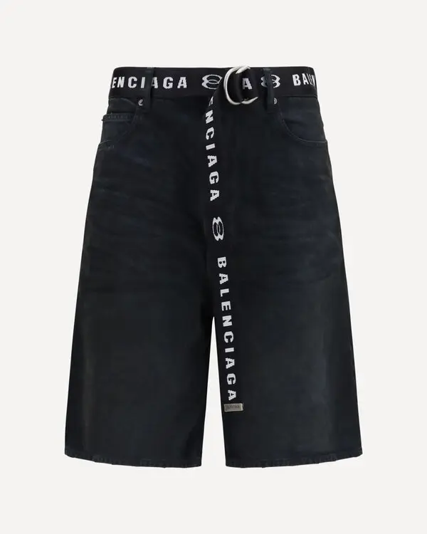 Balenciaga Belted Denim Shorts