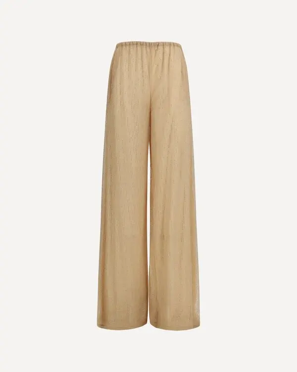 Ermanno Scervino Tulle Wide Leg Pants With Rhinestones