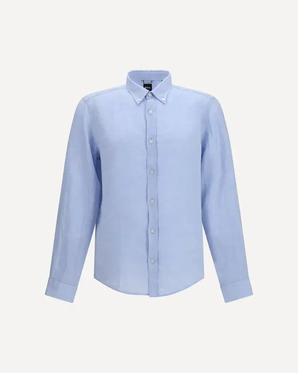 Hugo Boss Regular-fit Linen Hirt - Light Blue