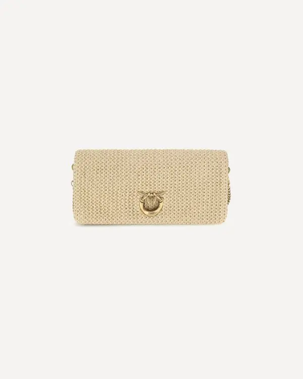 Pinko Love Bag Click Soft Horizontal Classic In Raffia