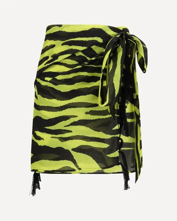 Attico Short Printed Muslin Pareo - Yellow