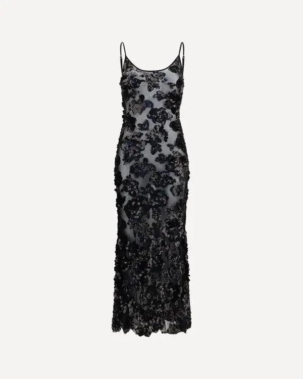 NISSA Long Sequin Embellished Dress