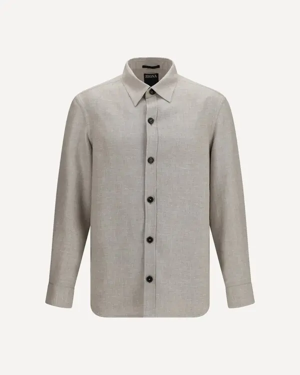 Zegna Cashmere, Linen, And Silk Overshirt - Beige