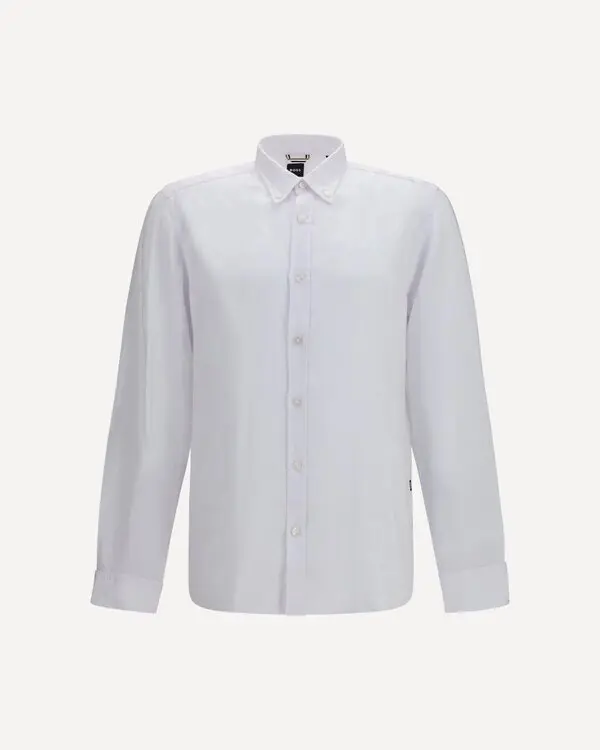 Hugo Boss Reguar-fit Inen Shirt Mae - White
