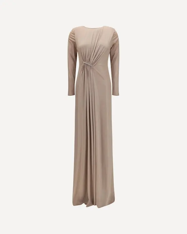 NISSA Long Chiffon Dress With Crystal Embellishment