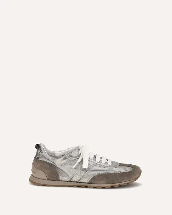 Brunello Cucinelli Two Tone Suede And Leather Sneakers