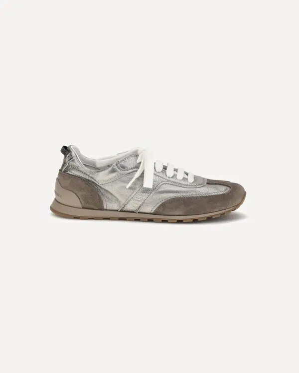 Brunello Cucinelli Two Tone Suede And Leather Sneakers