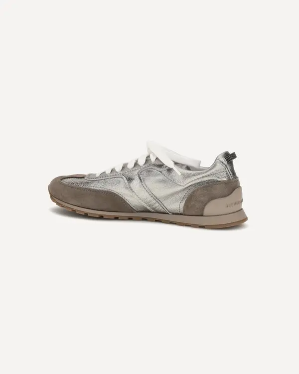 Brunello Cucinelli Two Tone Suede And Leather Sneakers