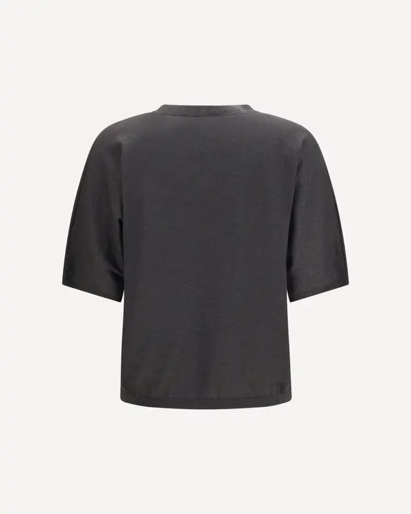 Brunello Cucinelli Short-sleeve Cashmere And Silk Sweater - Grey