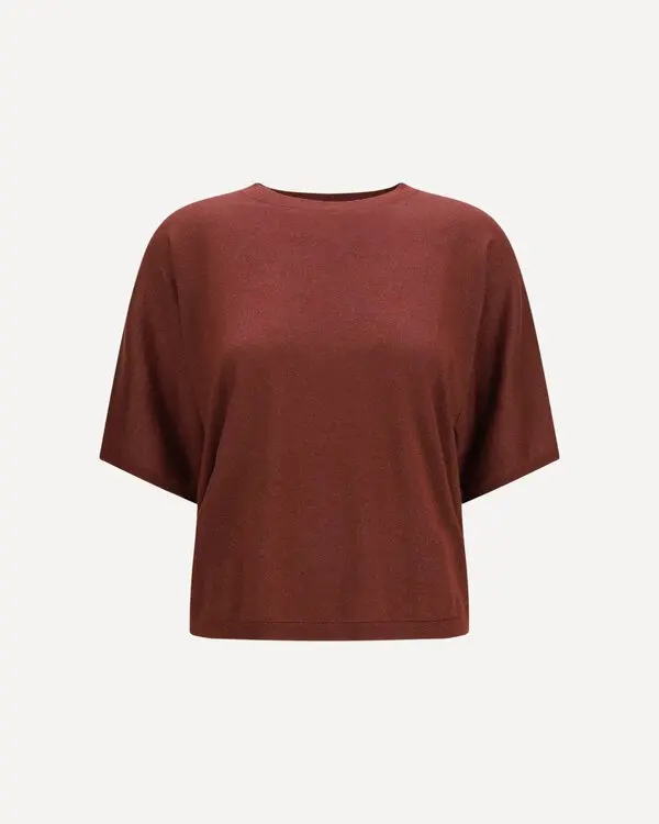 Brunello Cucinelli Short-sleeve Cashmere And Silk Sweater - Bordeaux
