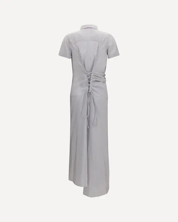 Alexander McQueen Striped Shirt Dress With Corset Lacing
