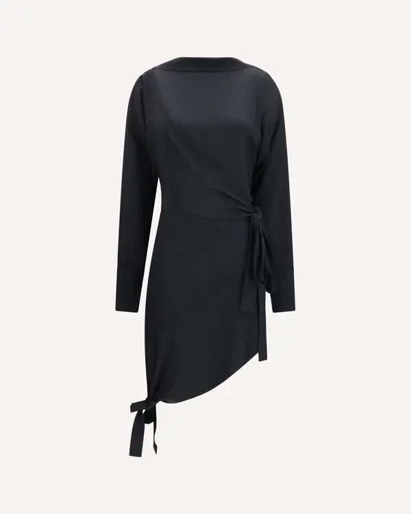 FRANCESCO MURANO Asymmetrical Draped Wrap Dress With Side Knot - Black