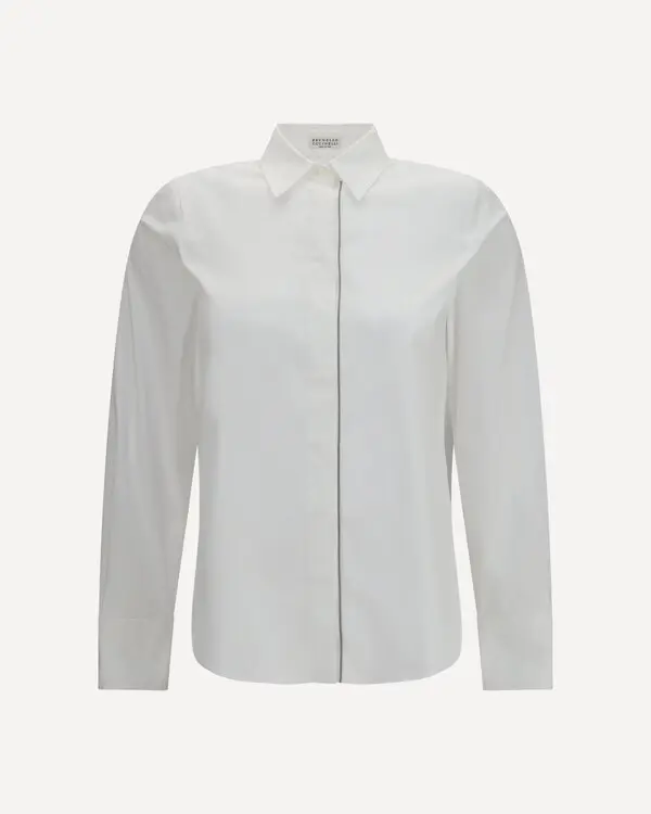 Brunello Cucinelli Stretch Cotton Poplin Shirt - White