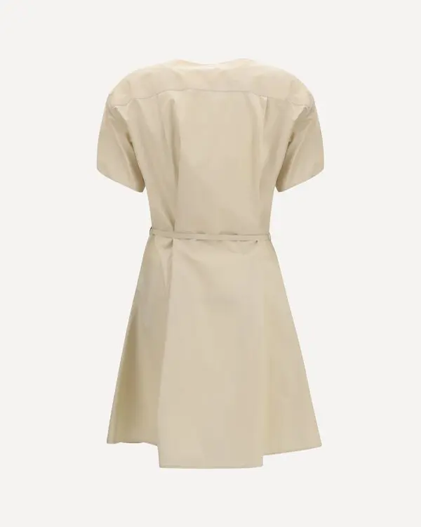 Loewe Short Sleeve Cotton Poplin Dress With Crochet Anagram Embroidery