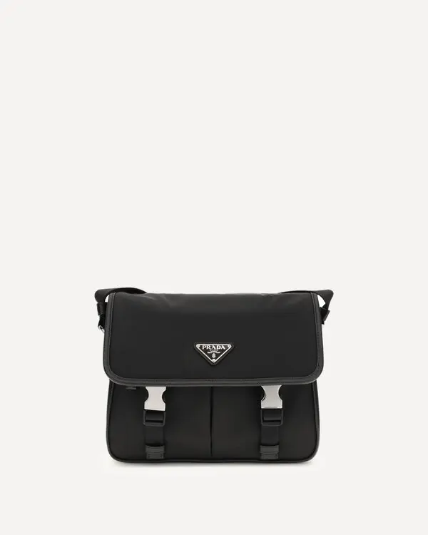 Prada Re-nylon And Saffiano Shoulder Bag - Black