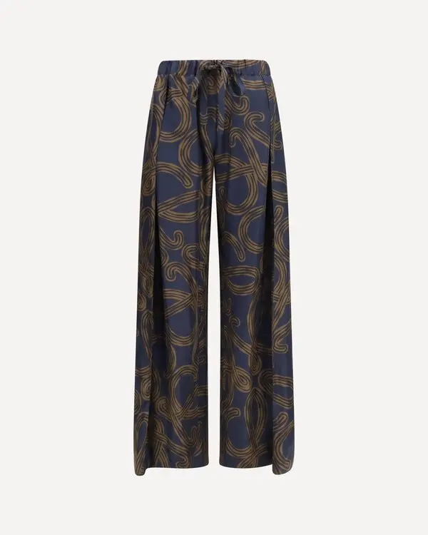 Loewe Lightweight Printed Silk Twill Wide Leg Pants