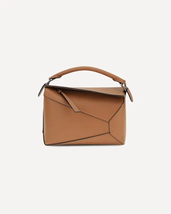 Loewe Puzzle Small Grained Leather Handbag - Brown