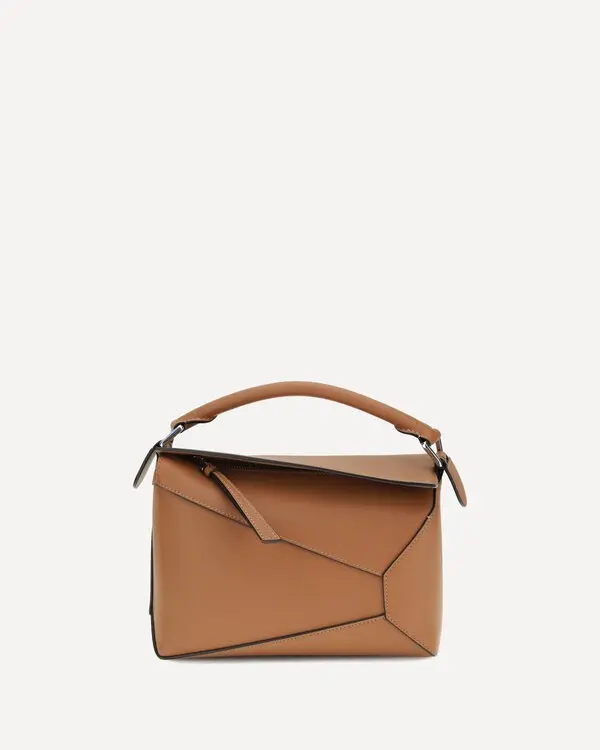Loewe Puzzle Small Grained Leather Handbag - Brown