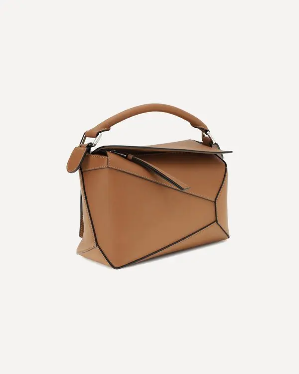Loewe Puzzle Small Grained Leather Handbag - Brown