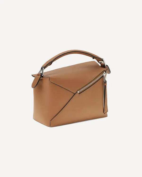 Loewe Puzzle Small Grained Leather Handbag - Brown