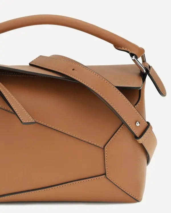 Loewe Puzzle Small Grained Leather Handbag - Brown