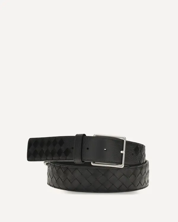 Bottega Veneta Intreccio Leather Belt - Black