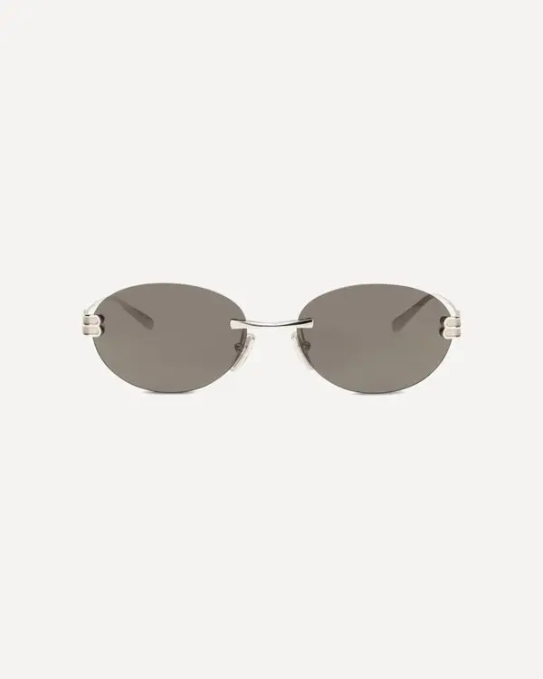 Balenciaga Gossip Oval Rimless Sunglasses - Silver